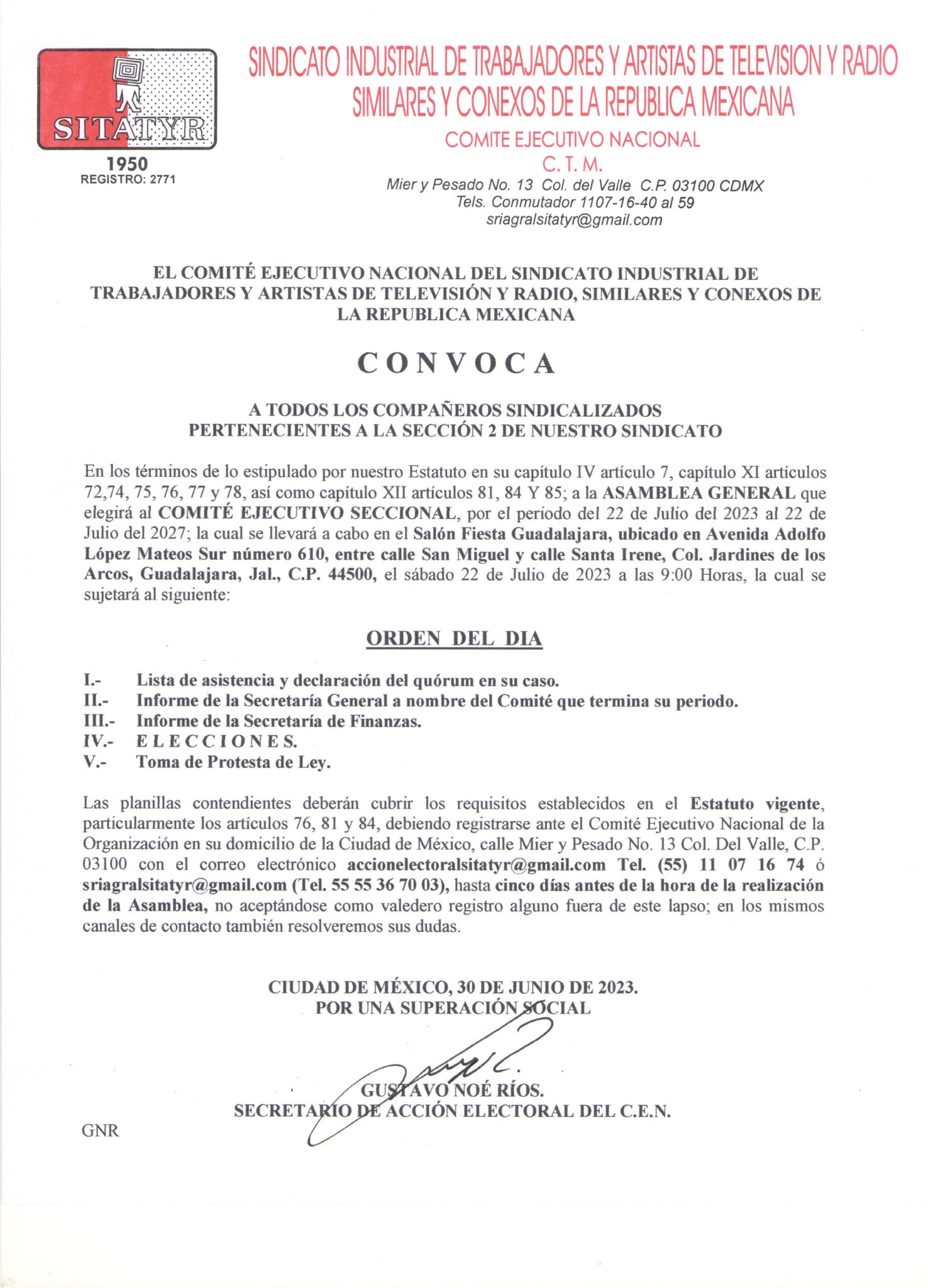 Convocatoria Sección 2 – Sitatyr